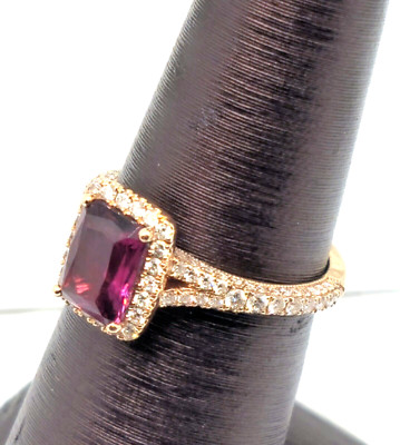 Neil Lane Tourmaline Solitaire Genuine Nat Diamond Solid 14K Rose Gold ...