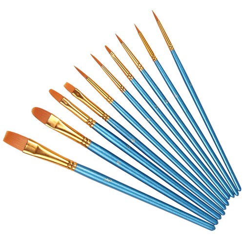 10pcs Pinking Brushes Set Blue Watercolor Pindepbrush Flat Brush Painting Kit | eBay