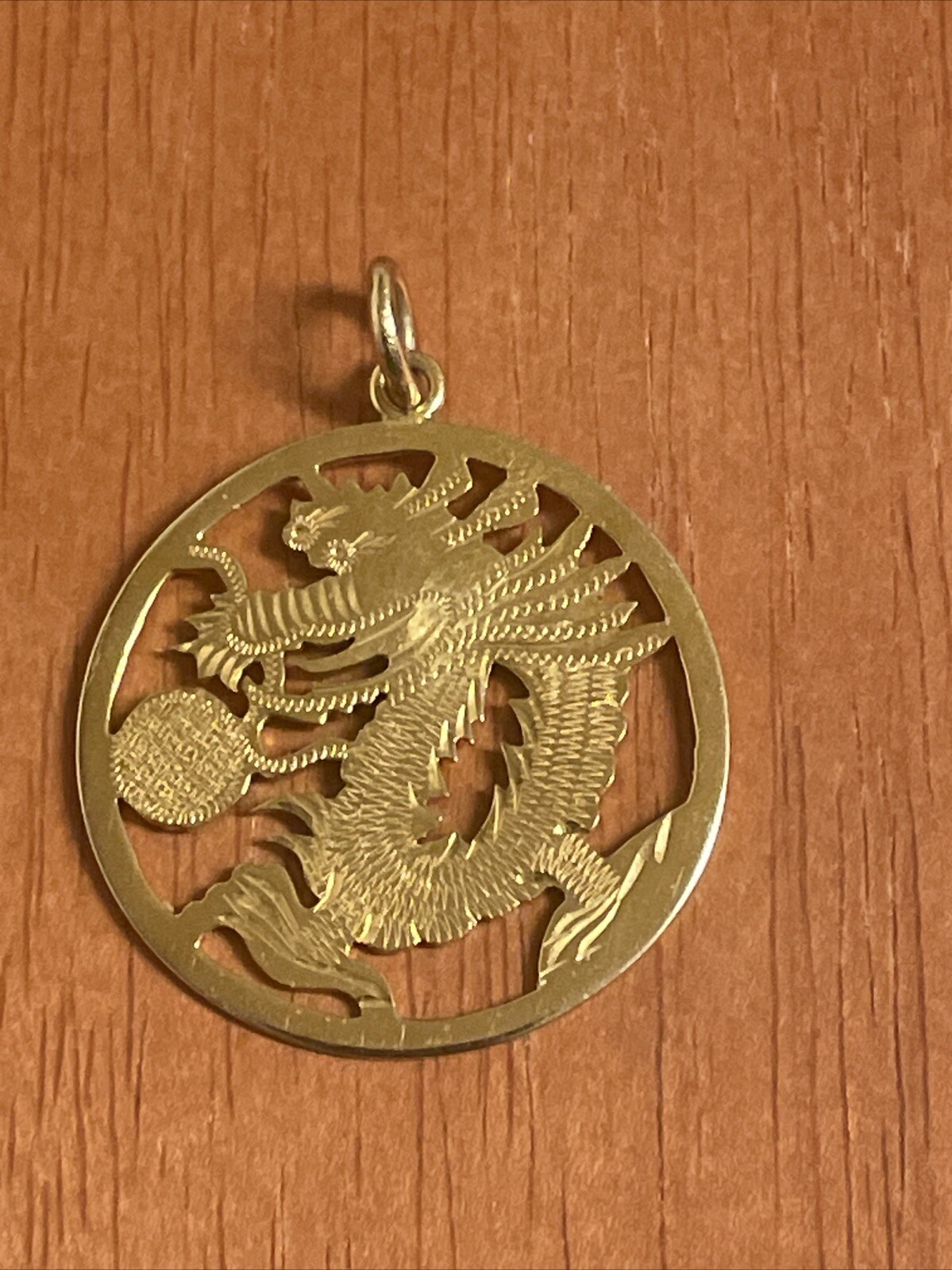 14K Gold Chinese Dragon Pendant 5.6 Grams - Gem