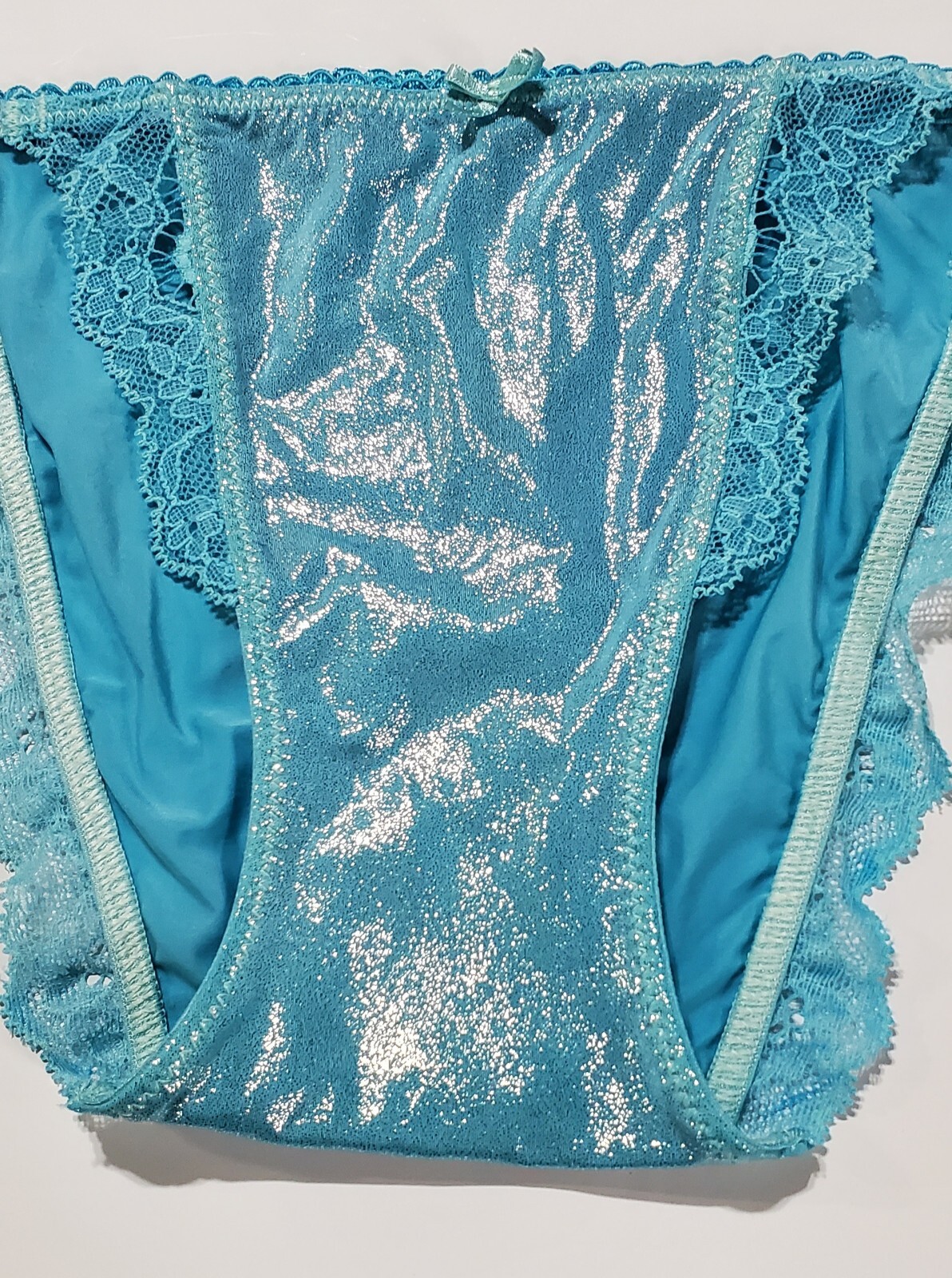 Victorias Secret Dream Angels String Bikini LACE Shiny 6/M BLUE Cyan ...
