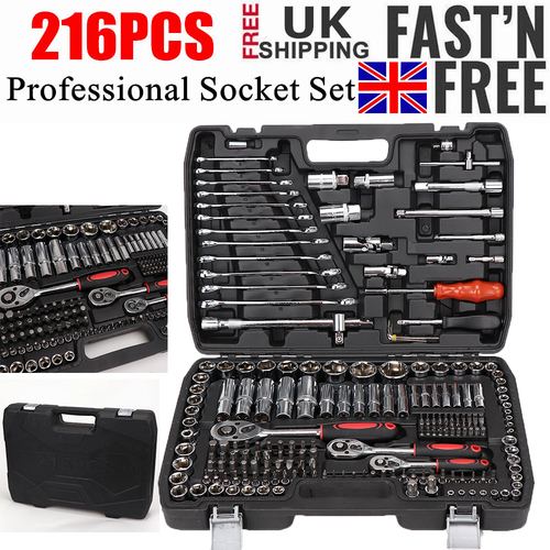 Multi-Purpose 216PCS Socket Set 1/2" & 1/4"& 3/8" Ratchet Spanners ...