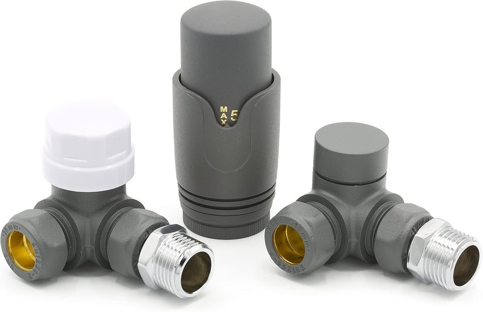 Thermostatic Radiator Valves 1/2" x 15mm ANGLED/CORNER TRV Lockshield ...