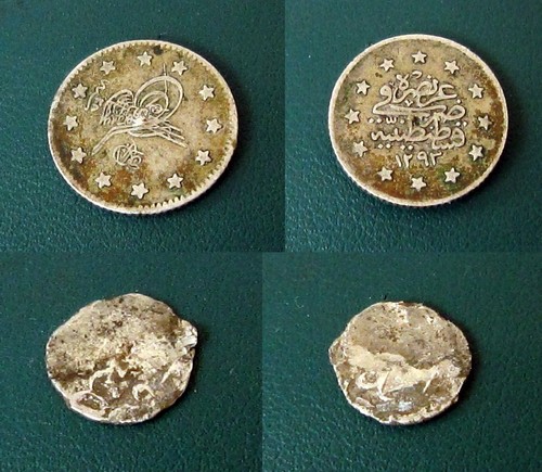 OTTOMAN EMPIRE TURKEY SILVER TWO COINS ABDUL HAMID II AND MURAD IV ...