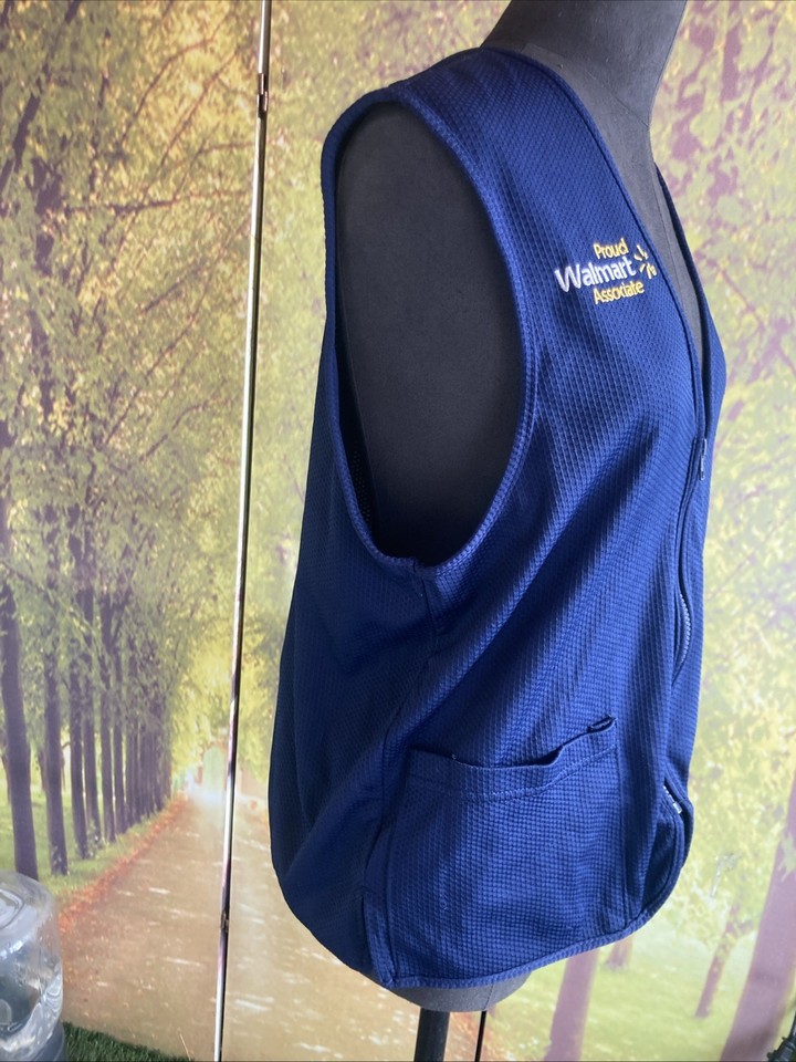 Walmart Proud Associate Dark Blue Employee Uniform Vest Pockets Size ...