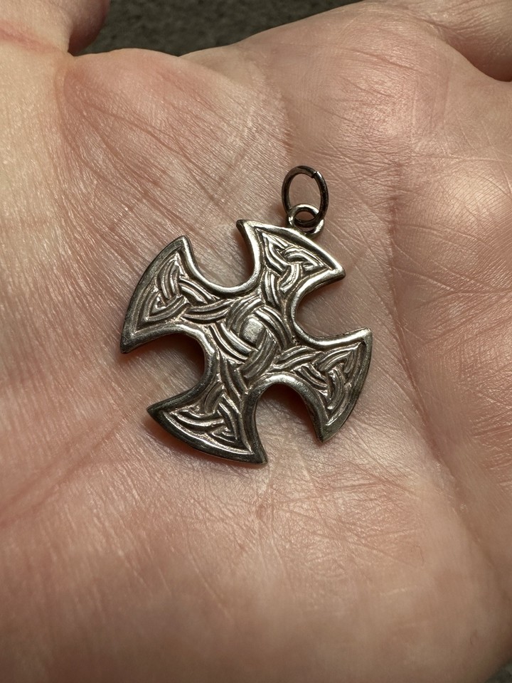 Silver Anglo Saxon Cross Pendant Charm. Stamped Silver. | eBay UK