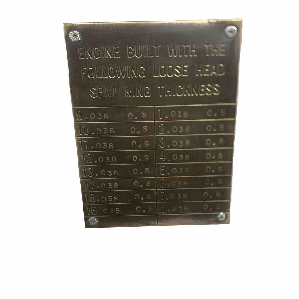 builders plate - RR Train -EMD 16 Cyl- RARE!! Cylinder Head Seat Ring ...