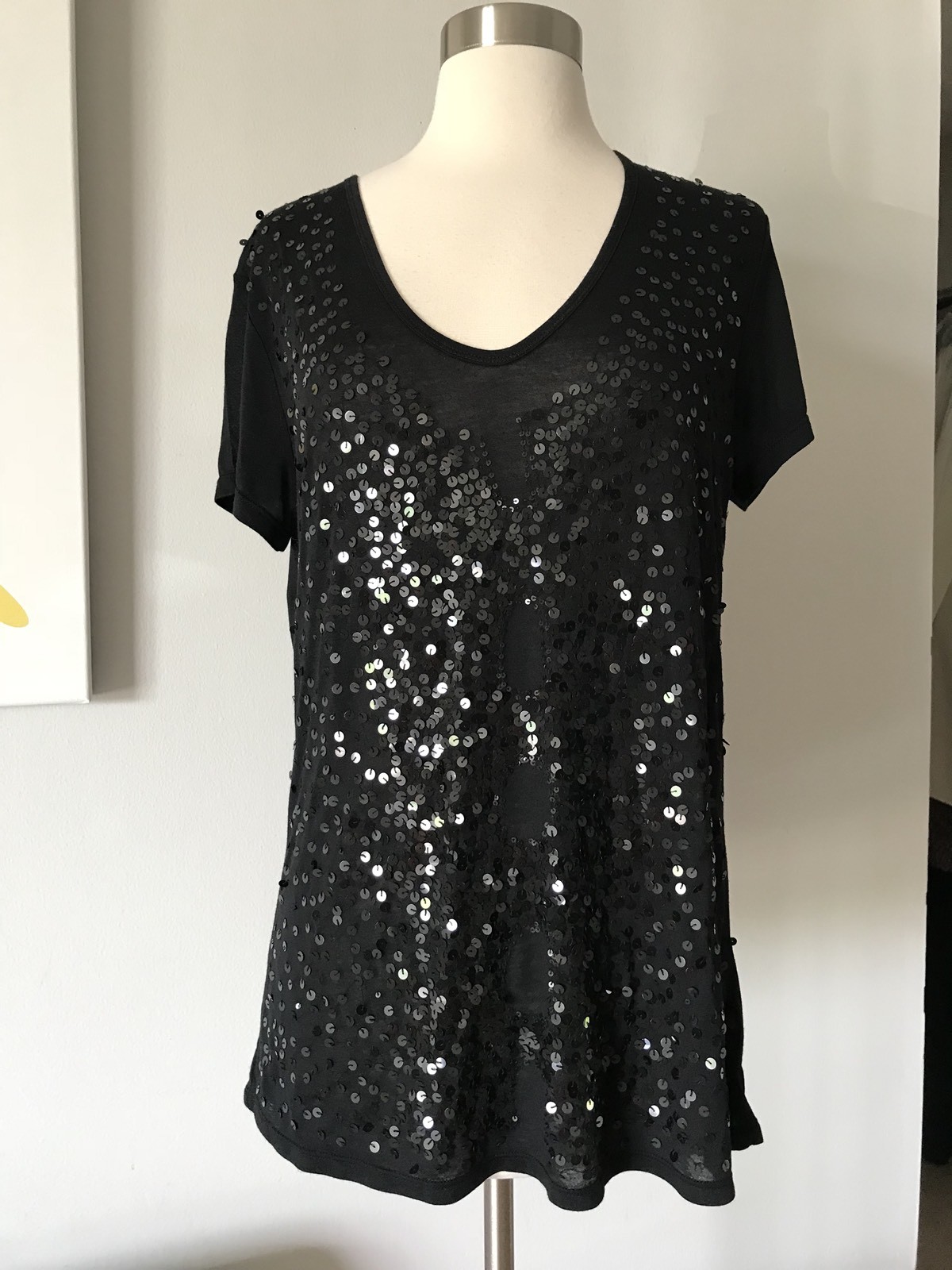 Tory Burch Black 100% Modal Sequence Sparkle Short Sl… - Gem