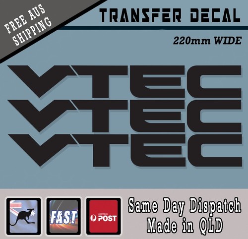 Honda VTEC Decal BLACK Top Vinyl Stickers Set Of 3 Civic Accord Prelude ...