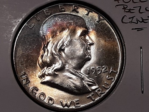 1952 Franklin Half Dollar Gem Unc Full Bell Lines *Rainbow* | eBay