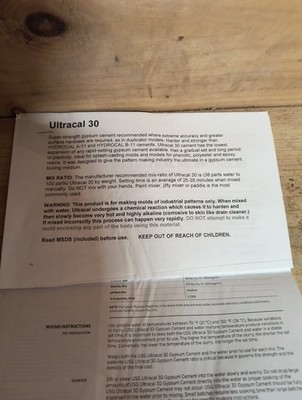 25 lbs ULTRACAL 30 Gypsum Cement - Plaster - For Mold Making and ...