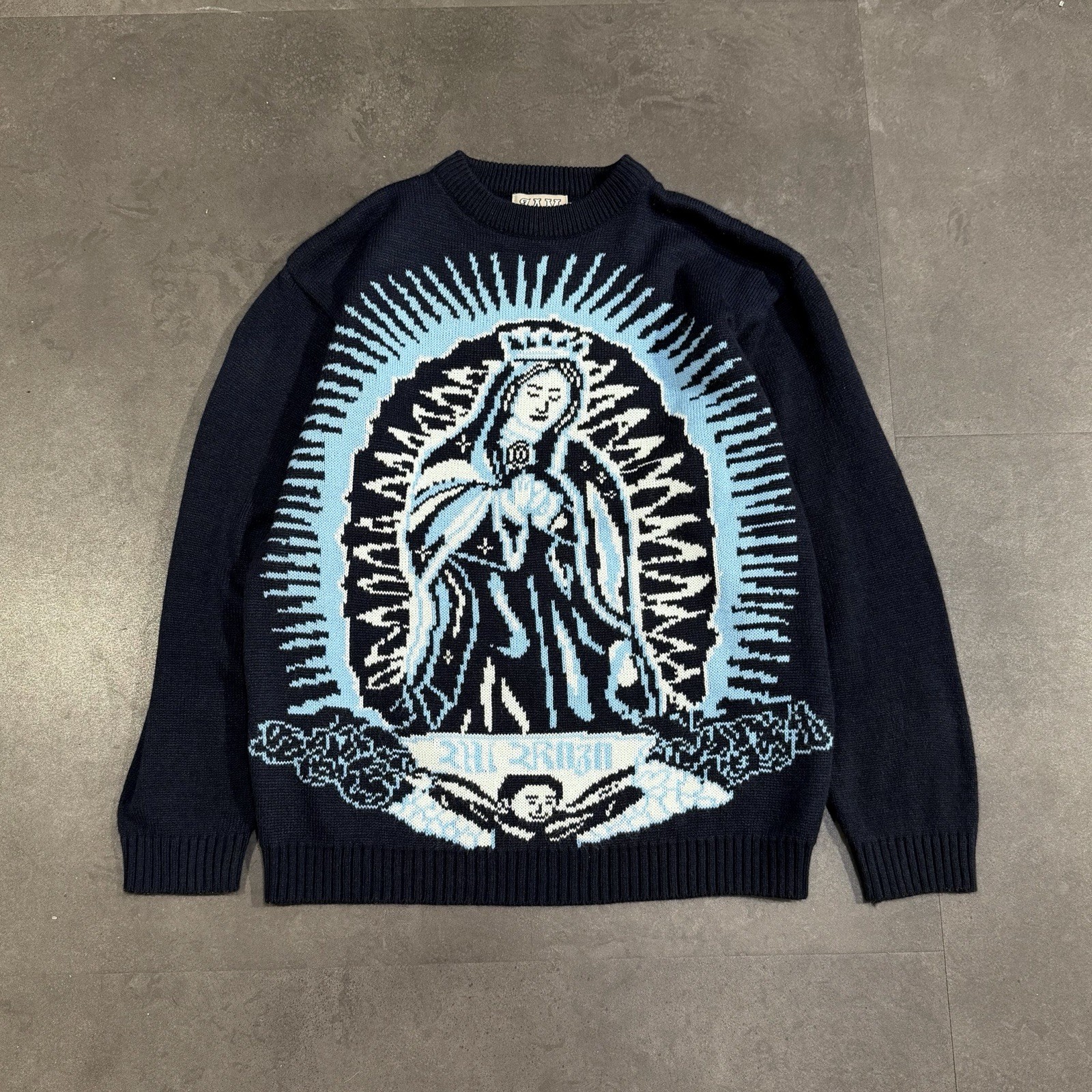 Vintage 00s Y2K Virgin Mary Guadalupe Jesus Knit Swea… - Gem