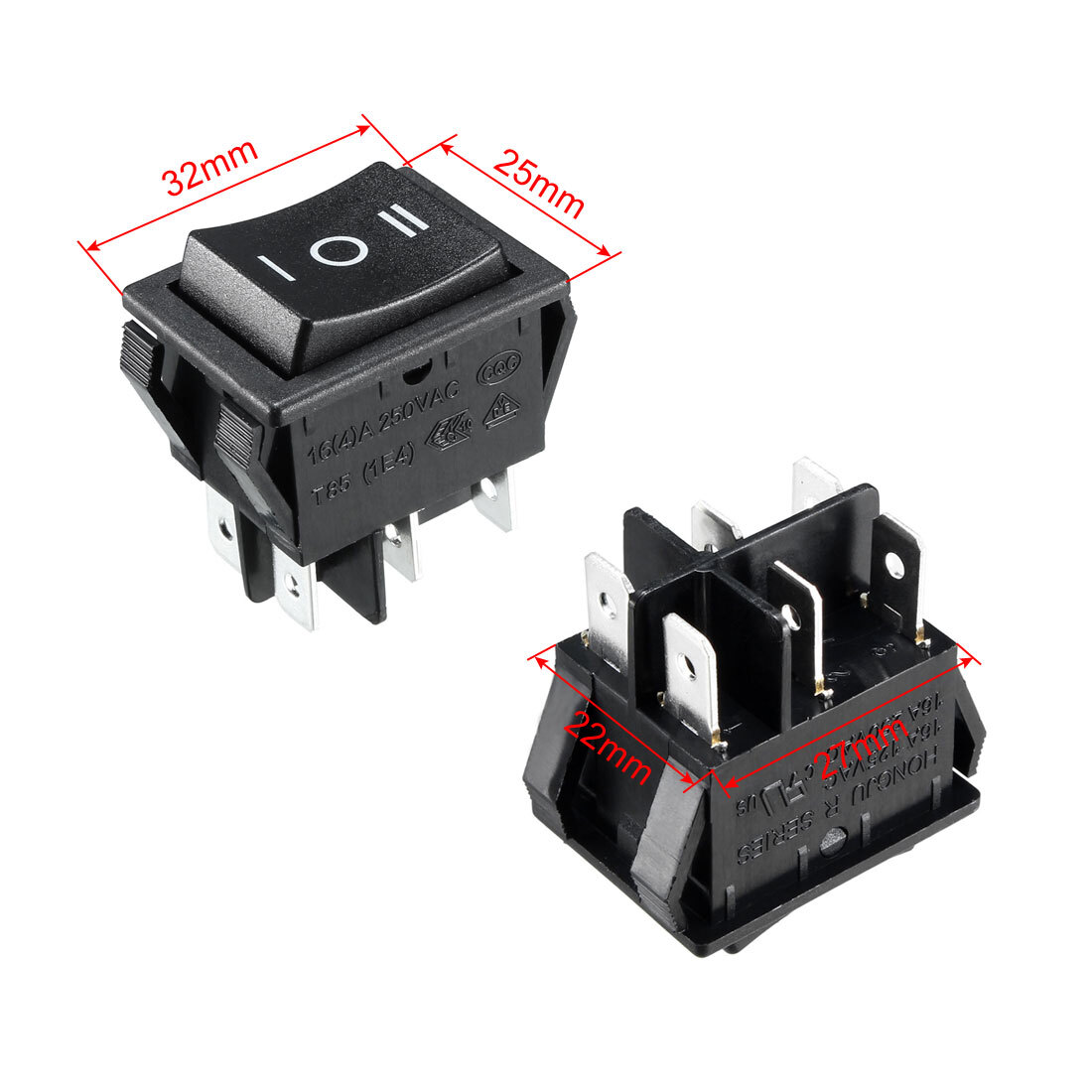 AC 16A/125V 16A/250V DPDT 6P 3 Position Boat Rocker Switch Black | eBay