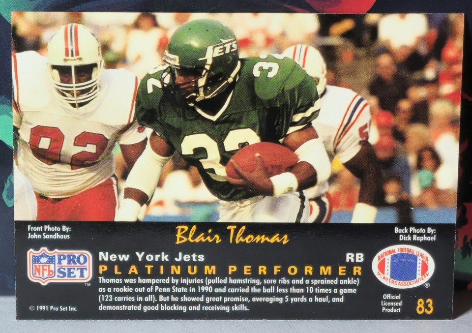 Blair Thomas card #83 Pro Set Platinum Football Card 1991 New York Jets ...