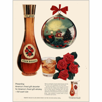 1955 Four Roses Whiskey: Finest Gift Decanter Vintage Print Ad | eBay