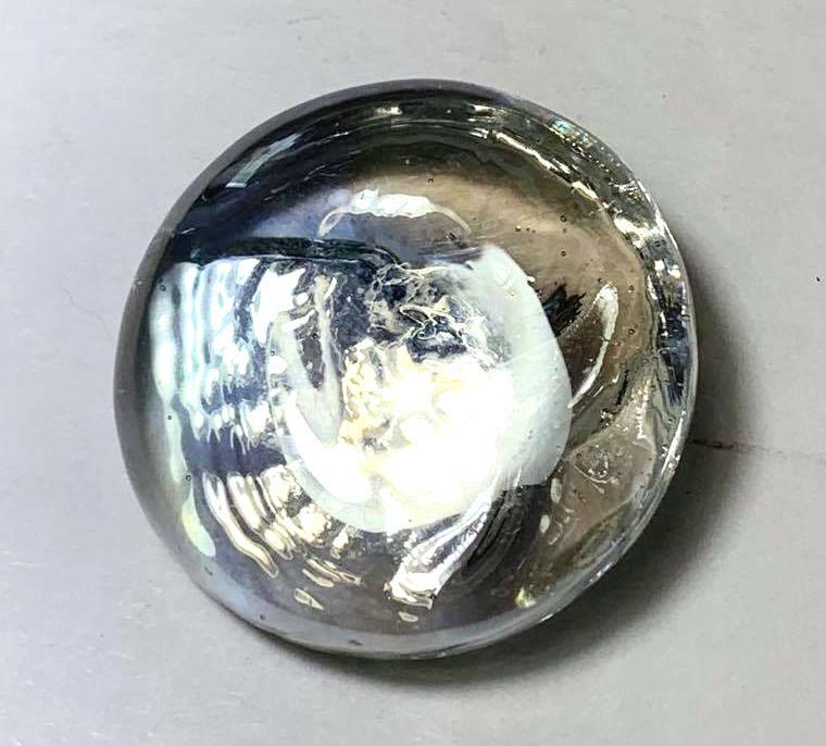 3 Glass Mystic Moon Face Iridescent Blue, Crystal, Blue Mega Marbles ...