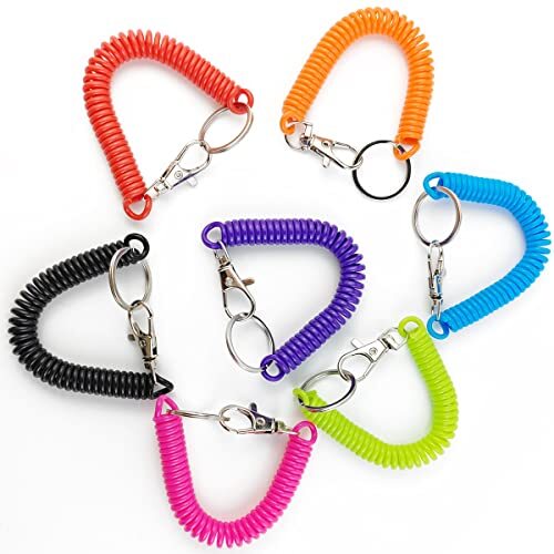 14PCS Spiral Retractable Spring Coil Keychain Theftproof Anti-lost ...