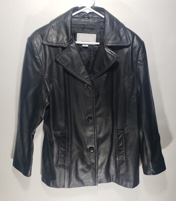 Womens Wilsons Leather Maxima Black 3 Button Front Leather Jacket Size ...