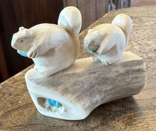 Vintage Unsigned Zuni Antler/Turquoise Squirrels Fetish | eBay