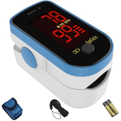 CHOICEMMED Finger Pulse Oximeter - Blue Blood Oxygen Monitor with ...