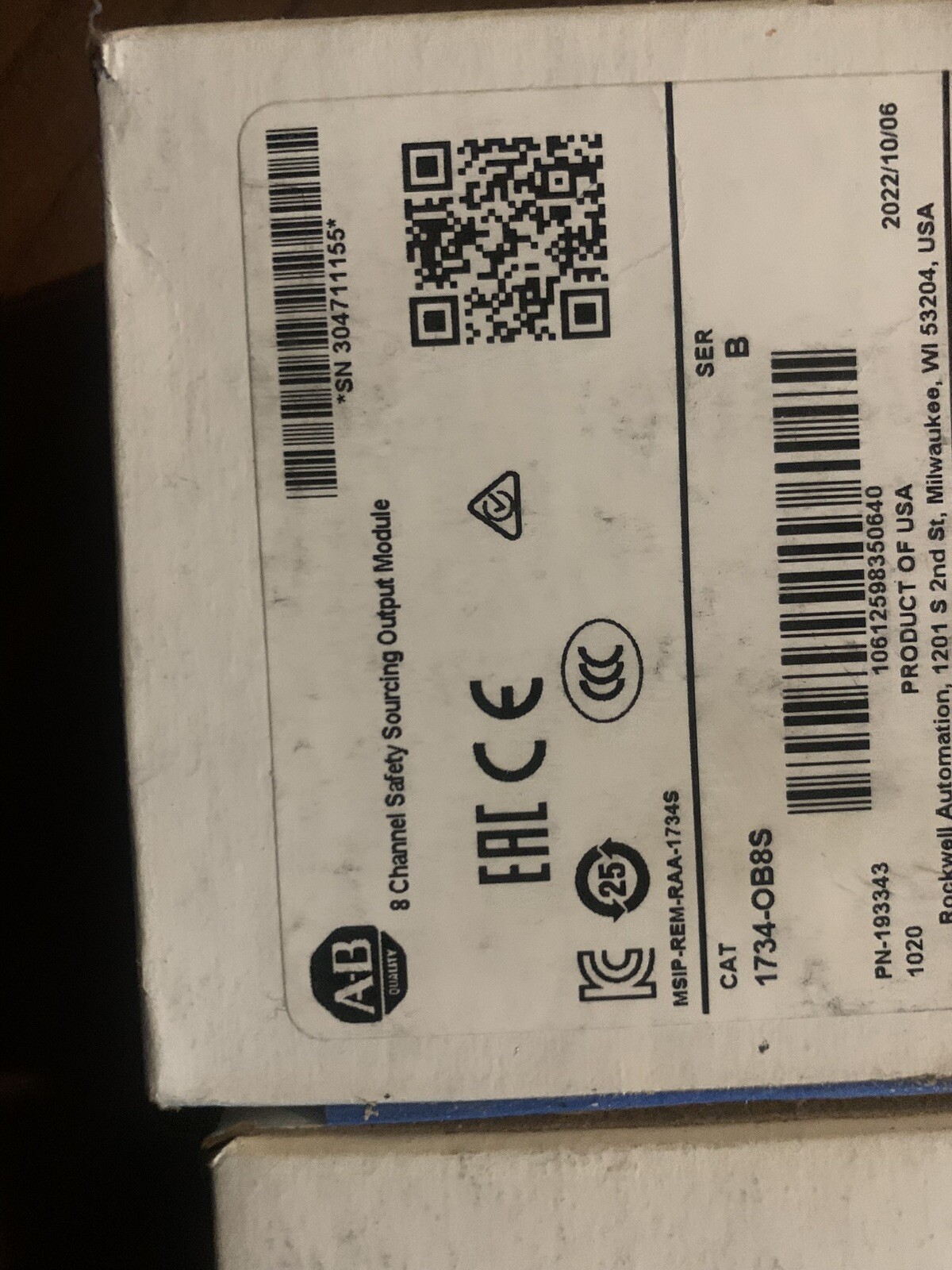 Allen Bradley 1734-OB8S Series B Point I/O Safety Output Module 8 ...