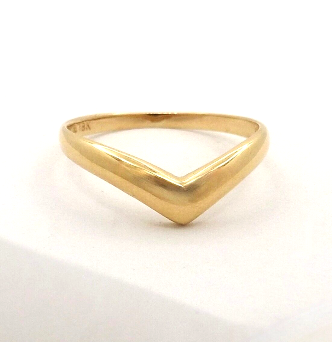 18k Gold V Notched Wedding Band Slalom Thumb Ring Enhancer Wrap sz8 New ...