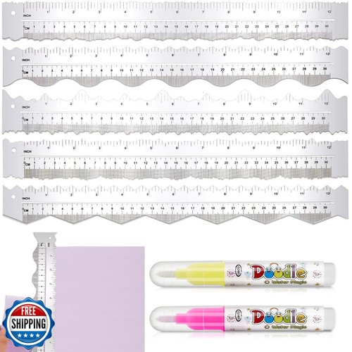 Leinuosen 5 Pcs Deckle Edge Ruler Paper Tearing Ruler Craft for C | eBay