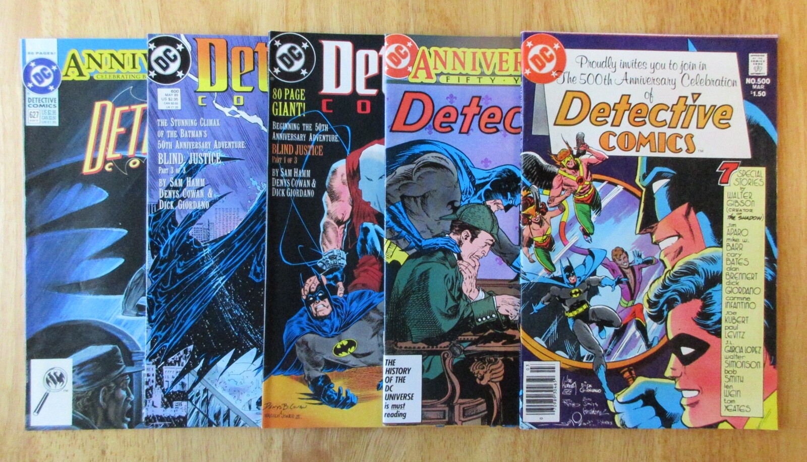 Lot of *5* Giant/Anniv DETECTIVE COMICS! #500 *Newsstand!*, ≈ #572-627 ...