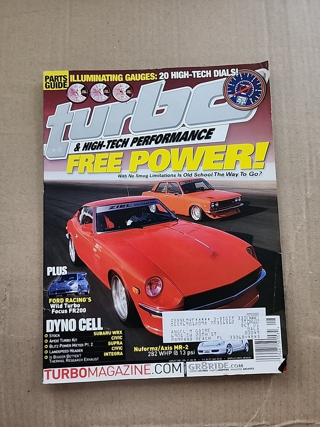 Turbo & High-Tech Performance Magazine August 2001-MR2 Spyder/Free ...