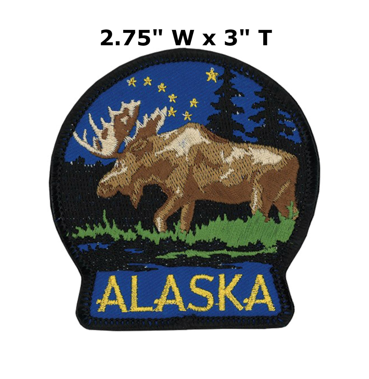 Alaska Moose Patch Iron-On Embroidered Applique Nature Badge Souvenir ...