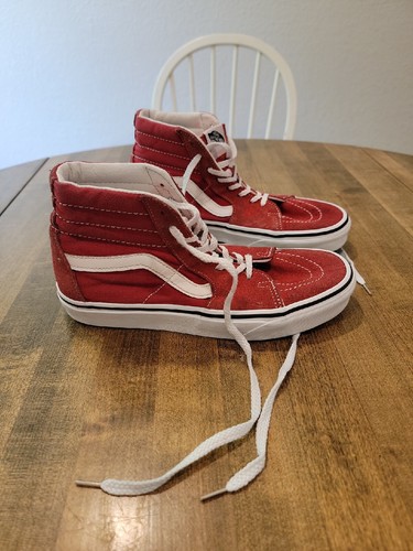 VANS Old Skool Mid Top Sneakers W size 7.5 Red Lace Up 721356 ...