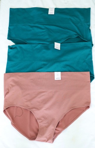 Auden Lot of 3 Seamless Brief Panties Womens Plus Size 4X Mauve & Teal ...