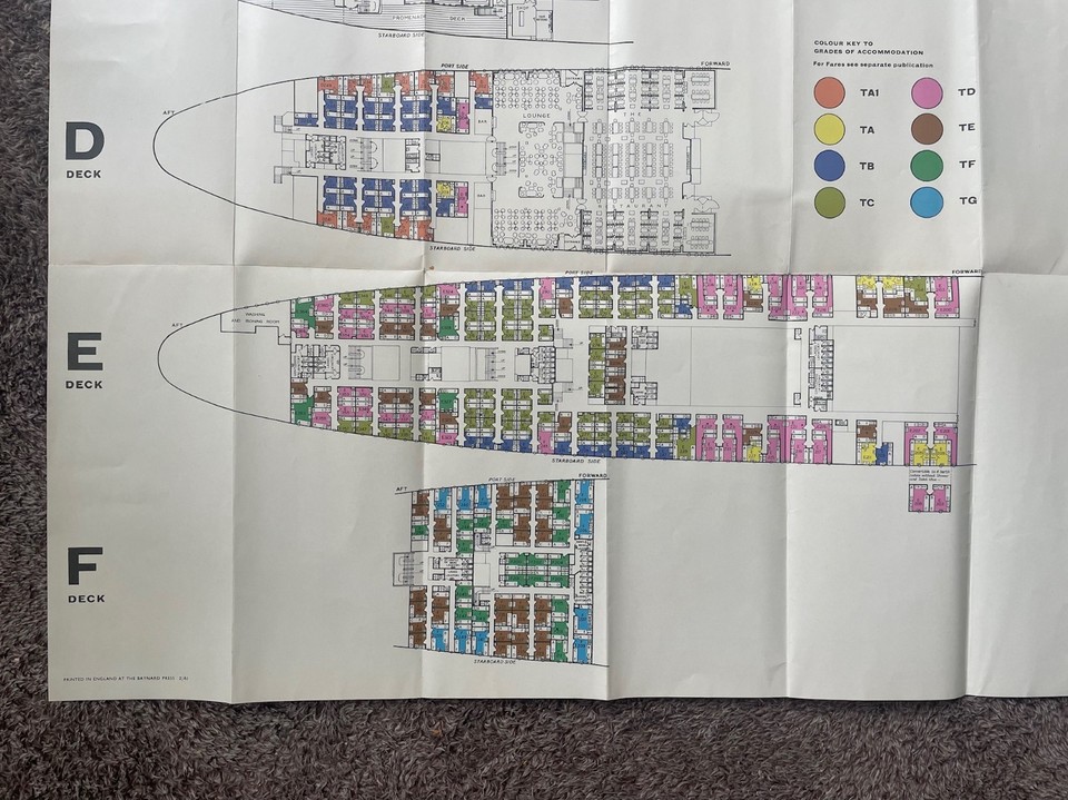 P&O - Orient Lines - ss Orsova - Tourist Class - Deck Plan - 1961 | eBay