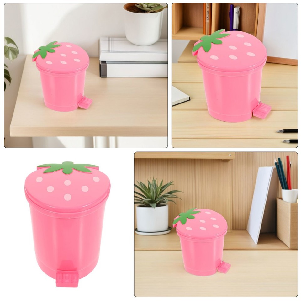 2 Pcs Kawaii Small Garbage Can Plastic Waste Holder Cute Desk Trash ...