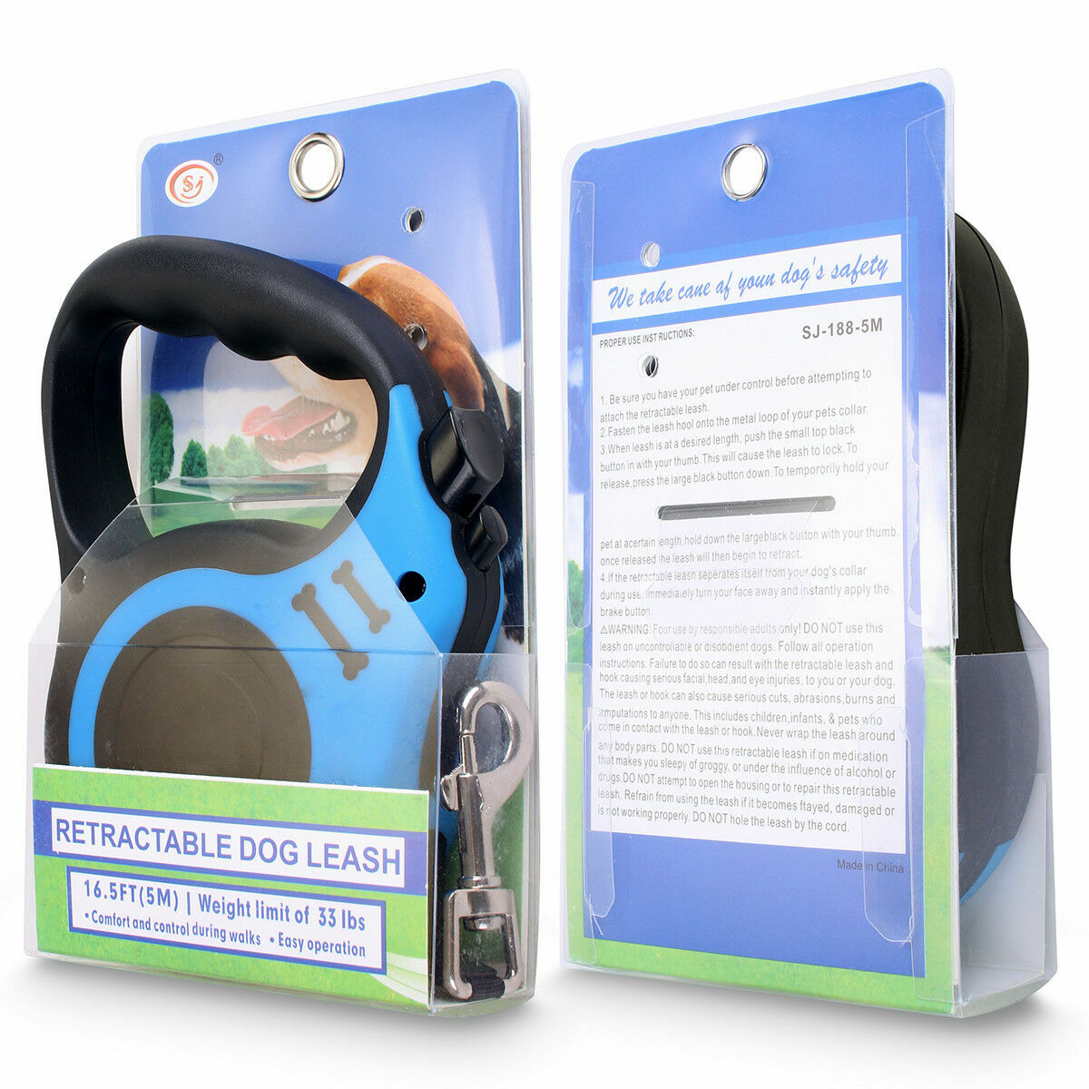 Dog Leash Automatic Retractable Walking Collar Dog and Cat SJ-188-5M ...