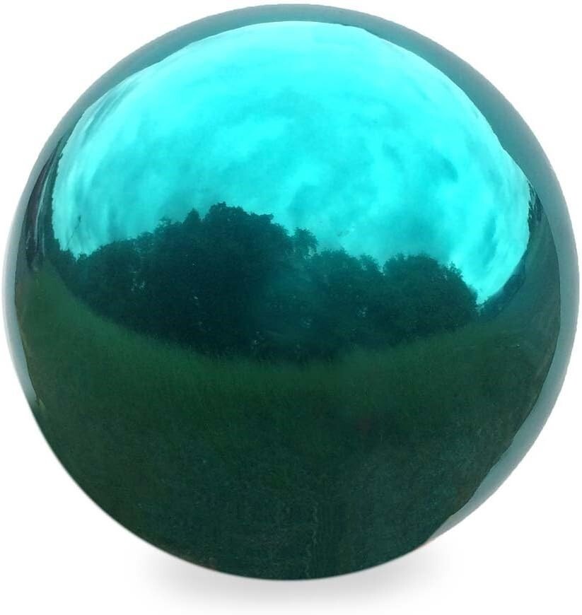 Elegant Weather-Resistant Teal Stainless Steel Gazing Ball - 10" Garden ...