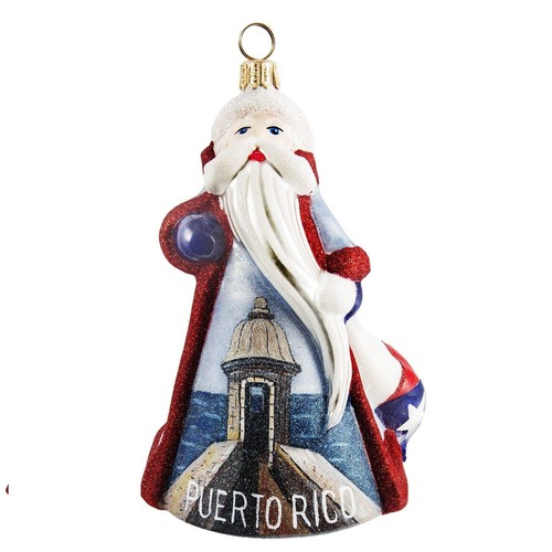 Glitterazzi Puerto Rico Santa Polish Glass Christmas Ornament | eBay