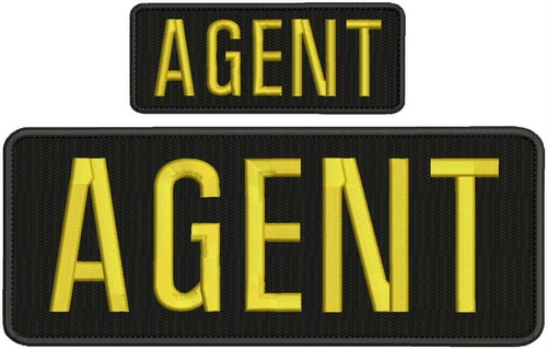 AGENT embroidery, patch 4X10 and 2x5 hook ON BACK black yellow | eBay