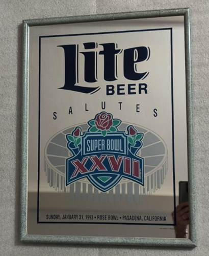 Miller Lite Superbowl XXVII Beer Bar Vintage Advertising Mirror. 1993 ...