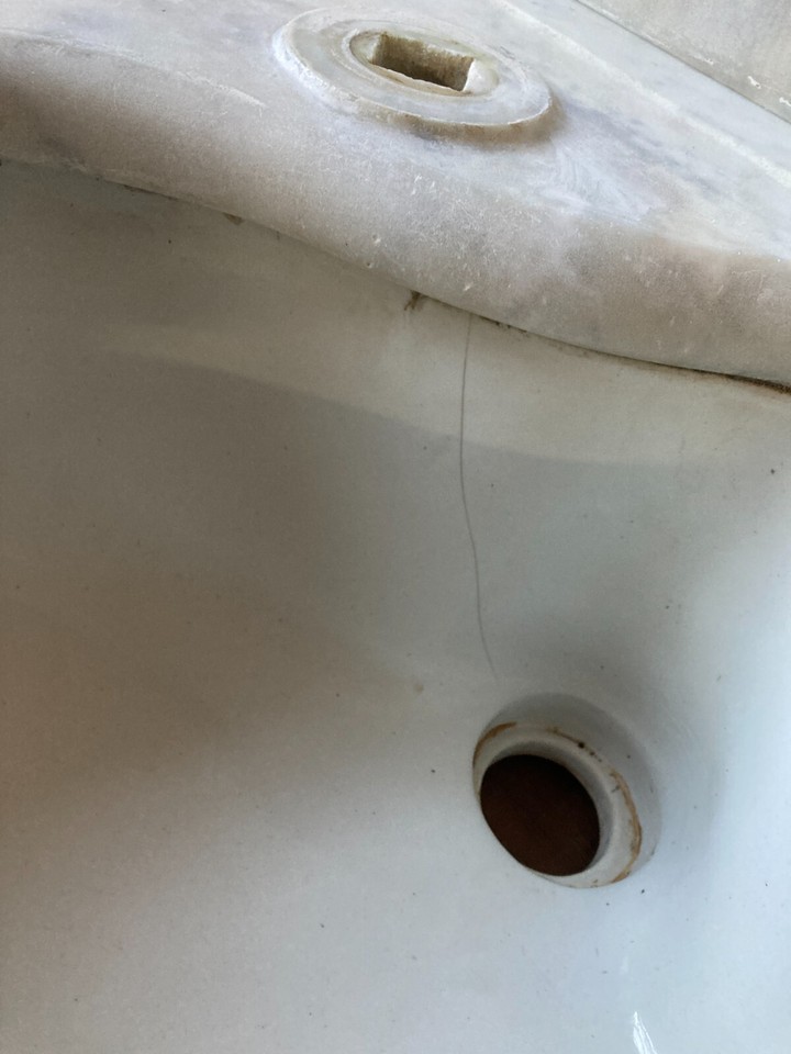 30" Antique Half Round Marble Bath Sink Oval Vitreous China Basin Vtg ...