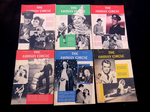 Lot of 6 Family Circle Magazines 1942 - 1943 Cary Grant, Claudette ...