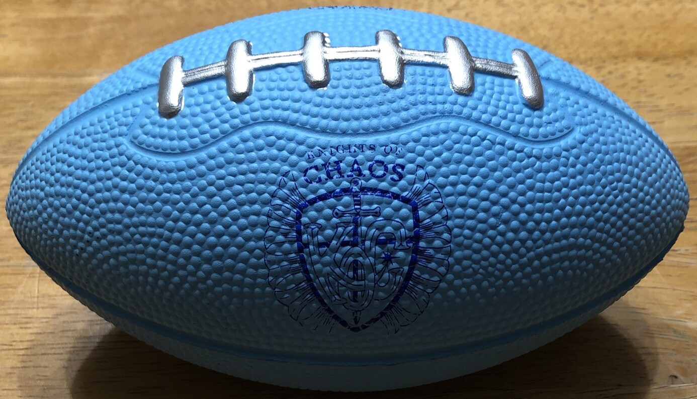 KREWE OF KNIGHTS OF CHAOS BLUE WITH SILVER LACES SOFT FOOTBALL MARDI ...
