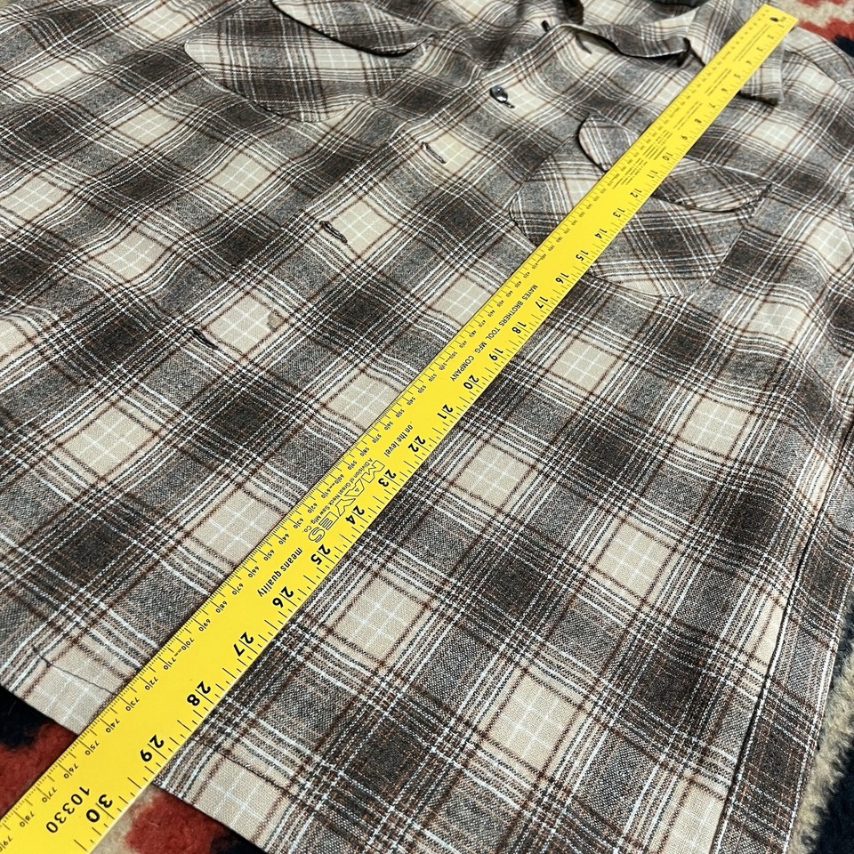 VTG Pendleton Wool Board Shirt Size L Flap Pockets Loop Collar Plaid ...