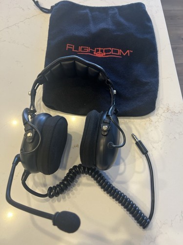 FlightCom Blackhawk 5DX General Aviation Aircraft Headset + Carry Bag ...