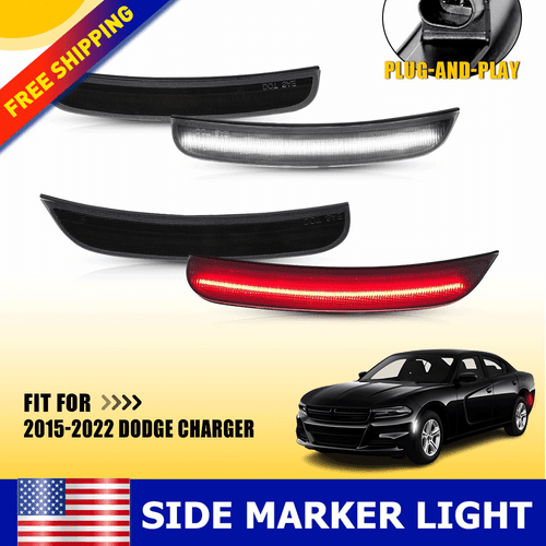 Smoked LED Side Marker Lights For 15-22 Dodge Charger R/T Scat Pack SXT ...