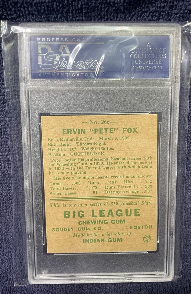1938 Goudey Heads Up #266 Ervin Fox Detroit Tigers PSA 1 | eBay
