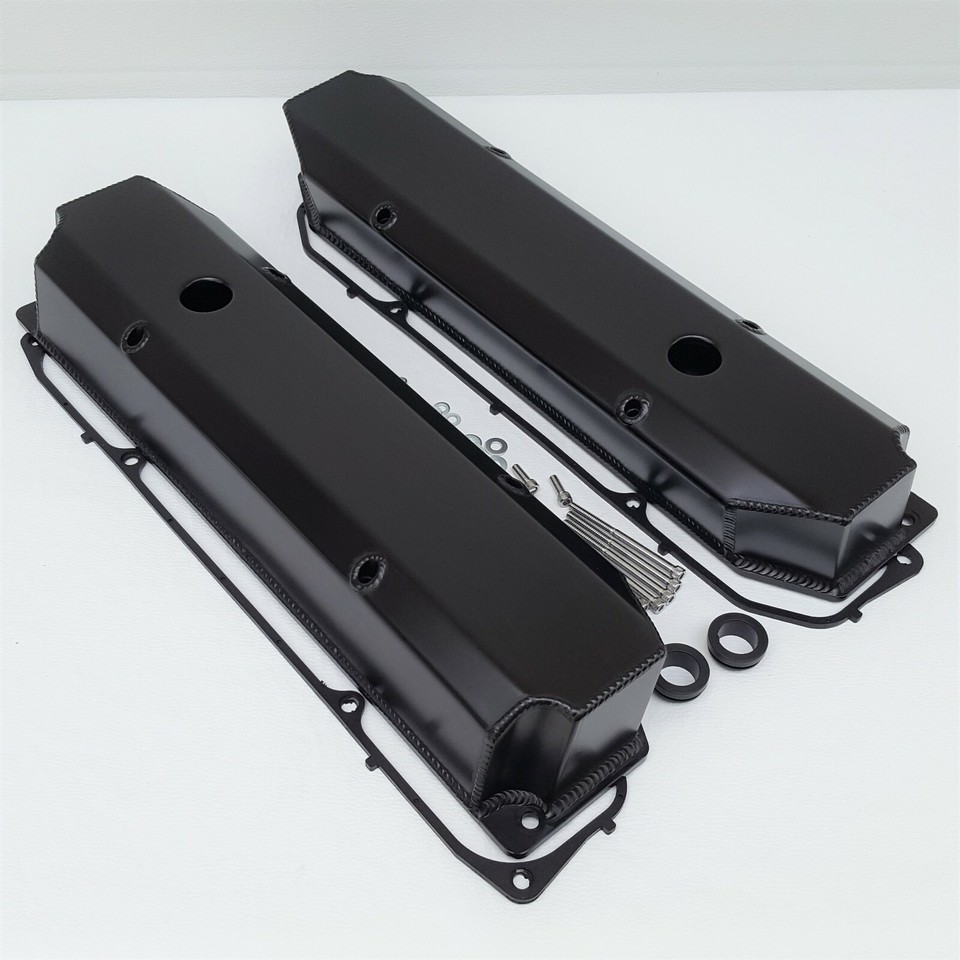 Fits Big Block Mopar Black Fabricated Aluminum Valve Covers Dodge 383 ...
