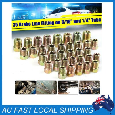 35x Brake Line Fitting Nuts Kit For Inverted Flares On 3/16 & 1/4 Tube ...