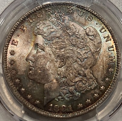 1881-O Morgan Silver Dollar PCGS MS64 Rainbow Toner, Better Date US ...