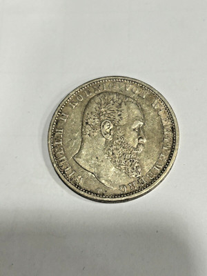 1907 F Germany Wurttemberg Wilhelm II Funf 5 Mark Silver Coin | eBay