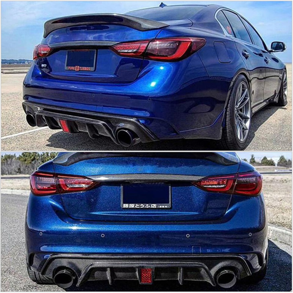 For Infiniti Q50 Q50S 2018-2023 Real Carbon Rear Bumper Lip Diffuser W ...